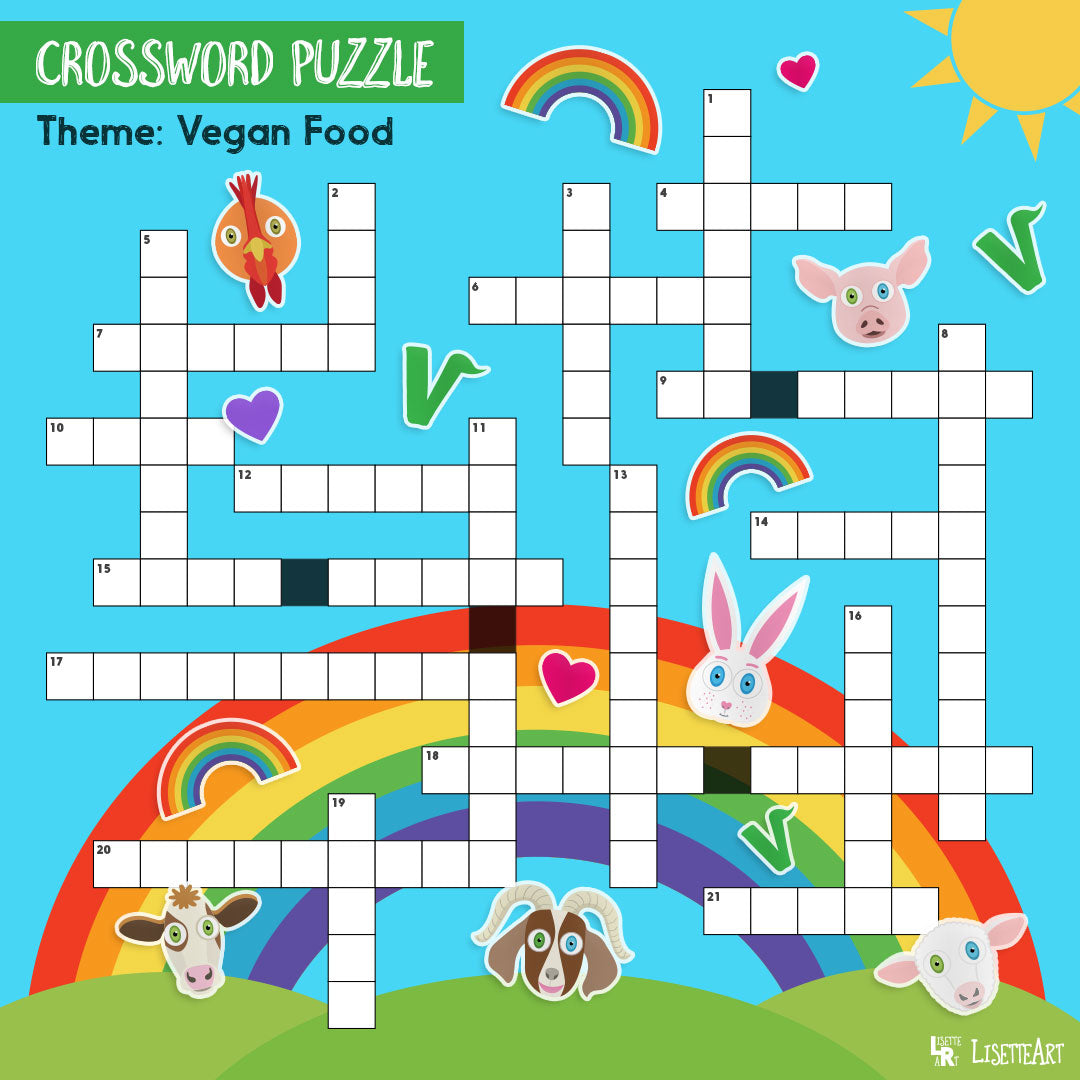 FREE Vegan Food Themed Printable Crossword Puzzle – LisetteArt Shop