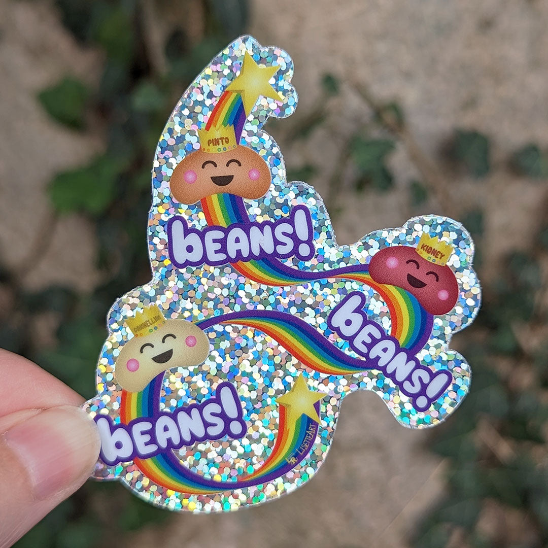 "Beans, Beans, Beans!" Die Cut Glitter Vinyl Sticker – LisetteArt Shop