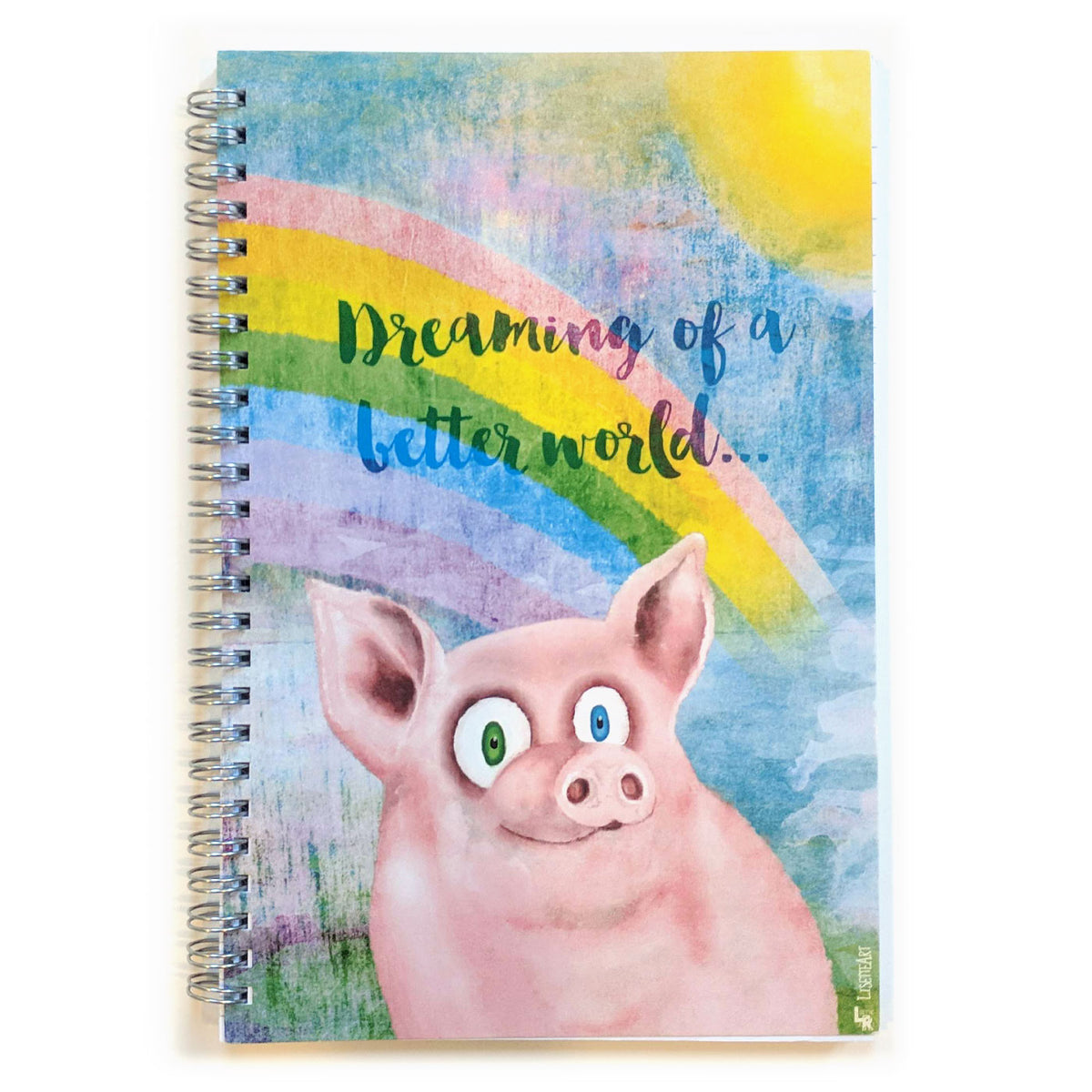 "Happy Pig" Spiral Notebook Vegan Journal – LisetteArt Shop