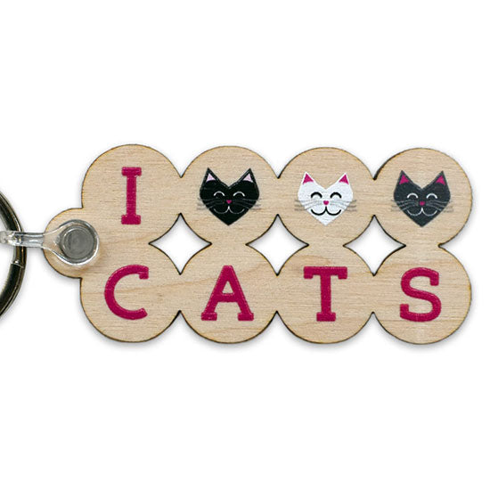 "I 💜 Love 💜 Cats" Printed Wood Keychain – LisetteArt Shop