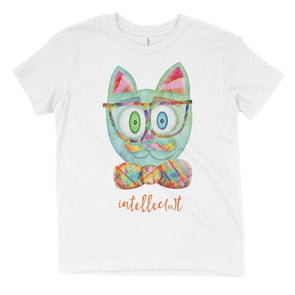 "Intellecat" Small Zipper Pouch - Hipster Cat Pencil Case - Makeup Bag ...